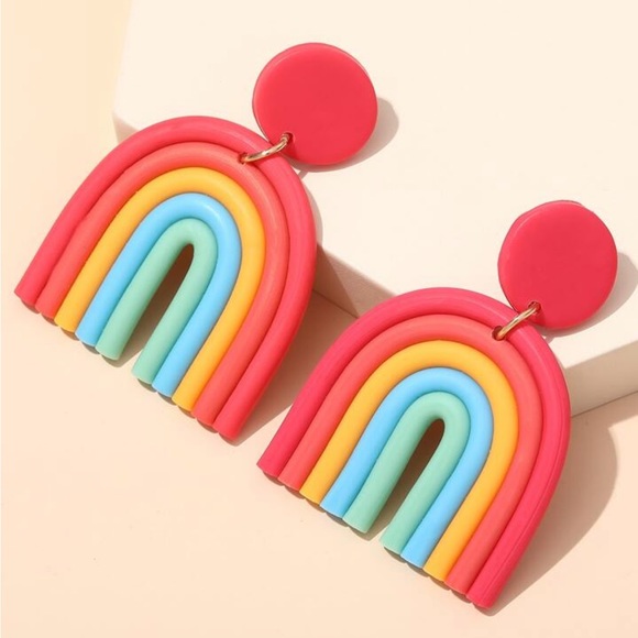Jewelry | Multicolor Clay Rainbow Drop Earrings | Poshmark